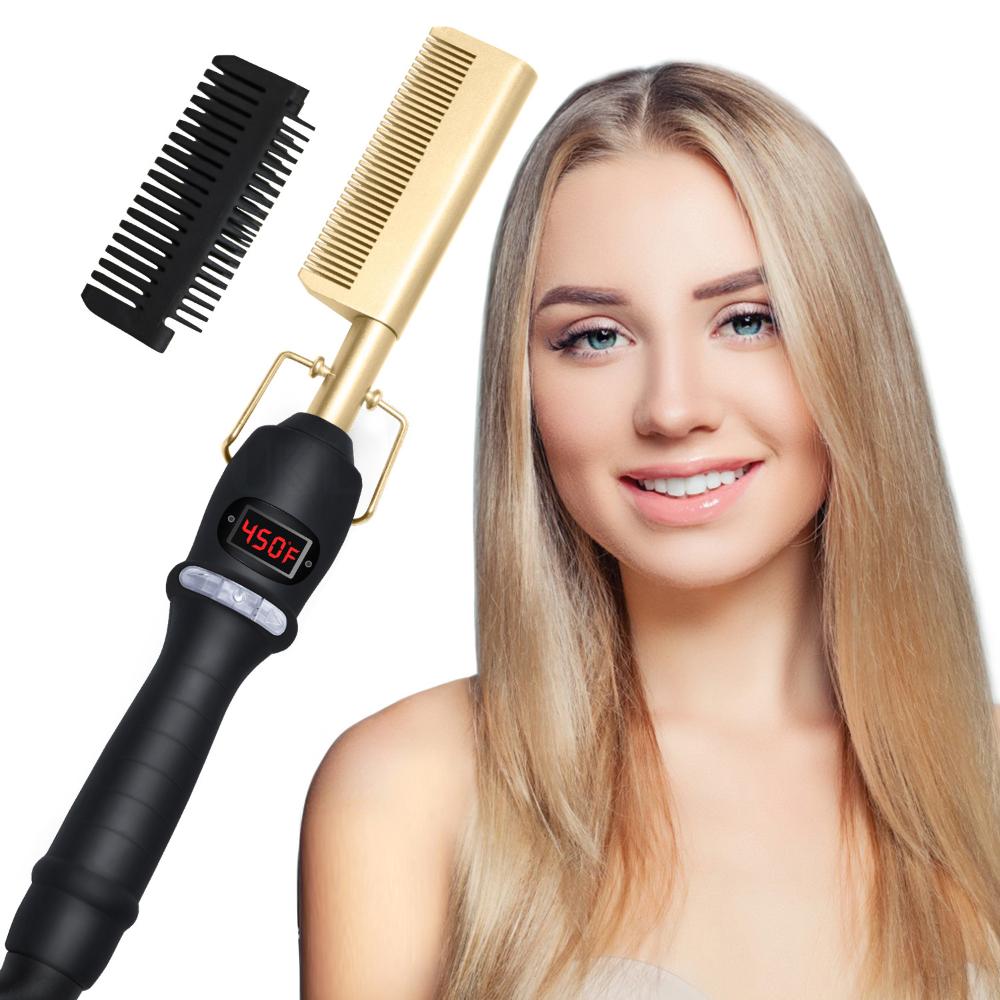 2 In 1 Hair Straightener Comb Heat Hair Press Comb Glamry